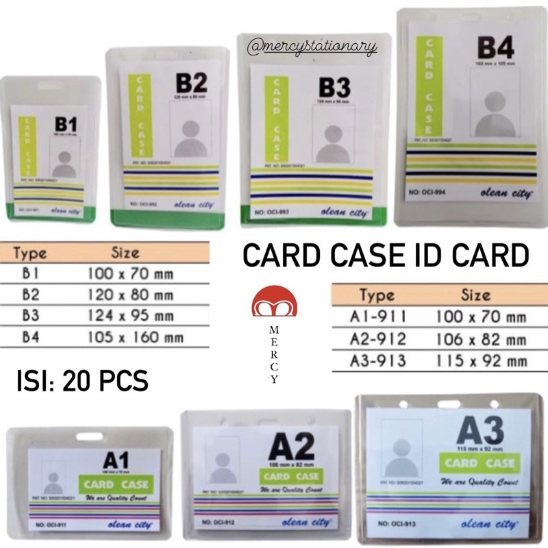 Jual 20 Pc - ID Card Case B1 B2 B3 B4 Keplek Plastik Haji Jepit Keplek Name Tag A1 A2 A3 ...
