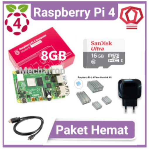 Jual Raspberry Pi 4 model B 8GB Paket Hemat Siap Pakai Made in UK Pi4 8 ...