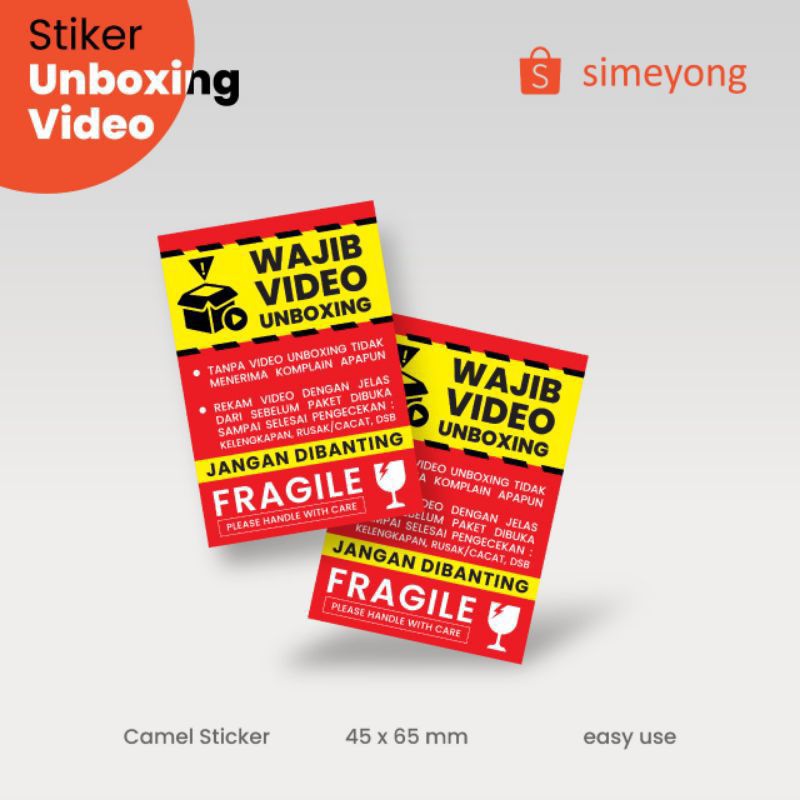 Jual Stiker video unboxing / fragile dan stiker penilaian shopee ...