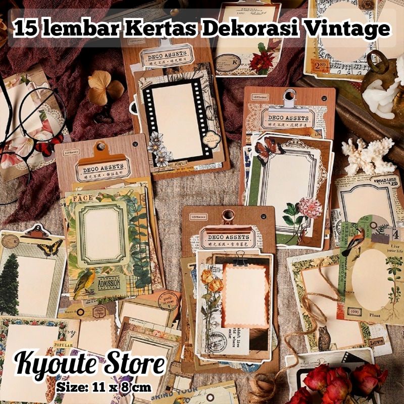 Jual 15 Lembar Kertas Dekorasi Scrapbook Paper Vintage Retro Frame ...