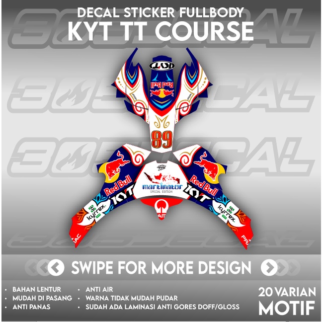 Jual Sticker Decal Helm KYT TT COURSE (L,XL,XXL) SHELL BESAR Part 1 ...