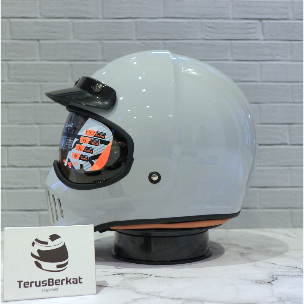 Jual Helm INK Trooper Polos Asphalt Grey Full Face Helm Retro Classic ...
