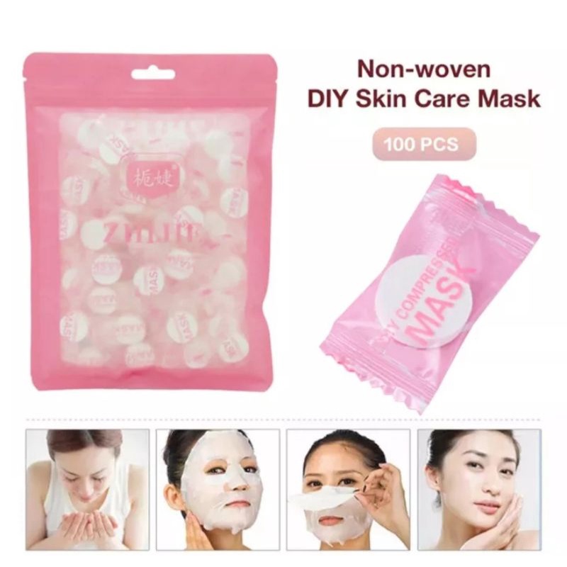 Jual [ 1 PAK ISI 100 Pcs ] Compressed Mask DIY Masker Wajah Paper ...