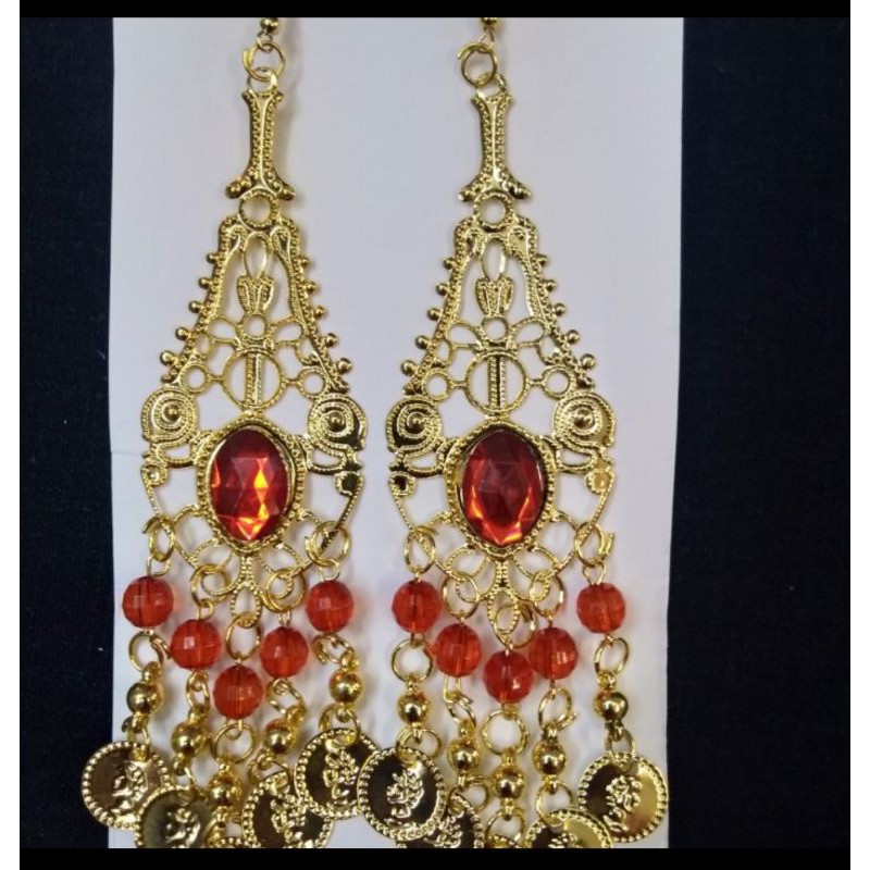 Jual Anting Gold Batu Oval Merah Jurai Coin Pesta Tari | Shopee Indonesia