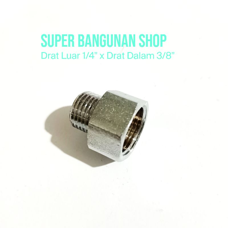Jual Neple sok sambung Kuningan 3/8"x1/4" / Nepel sok drat dalam 3/8inch x drat luar 1/4inch ...