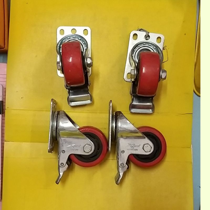 Jual RODA MERAH NYLON CASTERS TRIPLE.S 3 INCH (PAKAI REM) SWIVEL PLATE ...