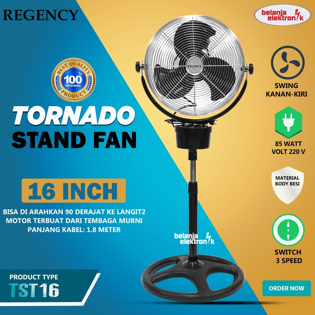 Jual REGENCY KIPAS ANGIN BERDIRI TORNADO STAND FAN 16 INCH TST 16 ...