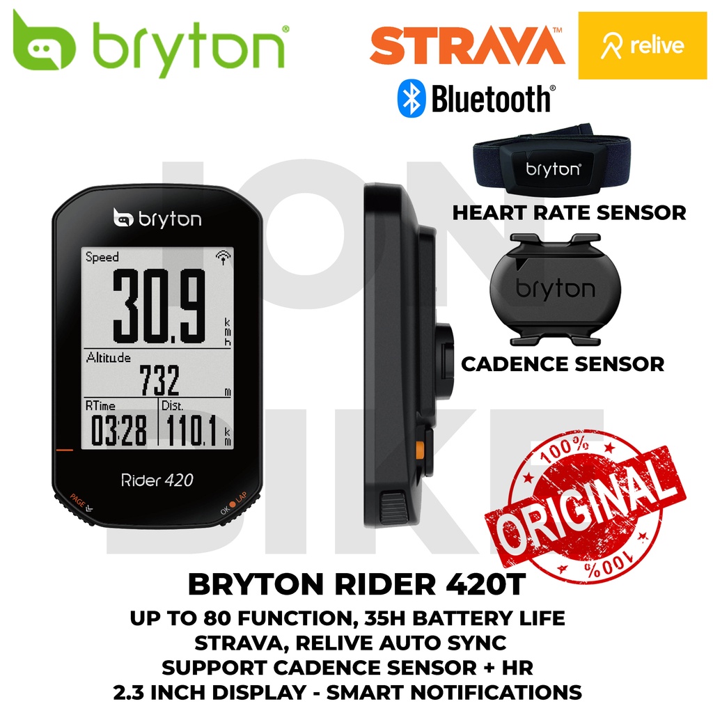 Jual Speedometer Bryton Rider 420 T CADENCE HR GPS CycloComputer 80F ...
