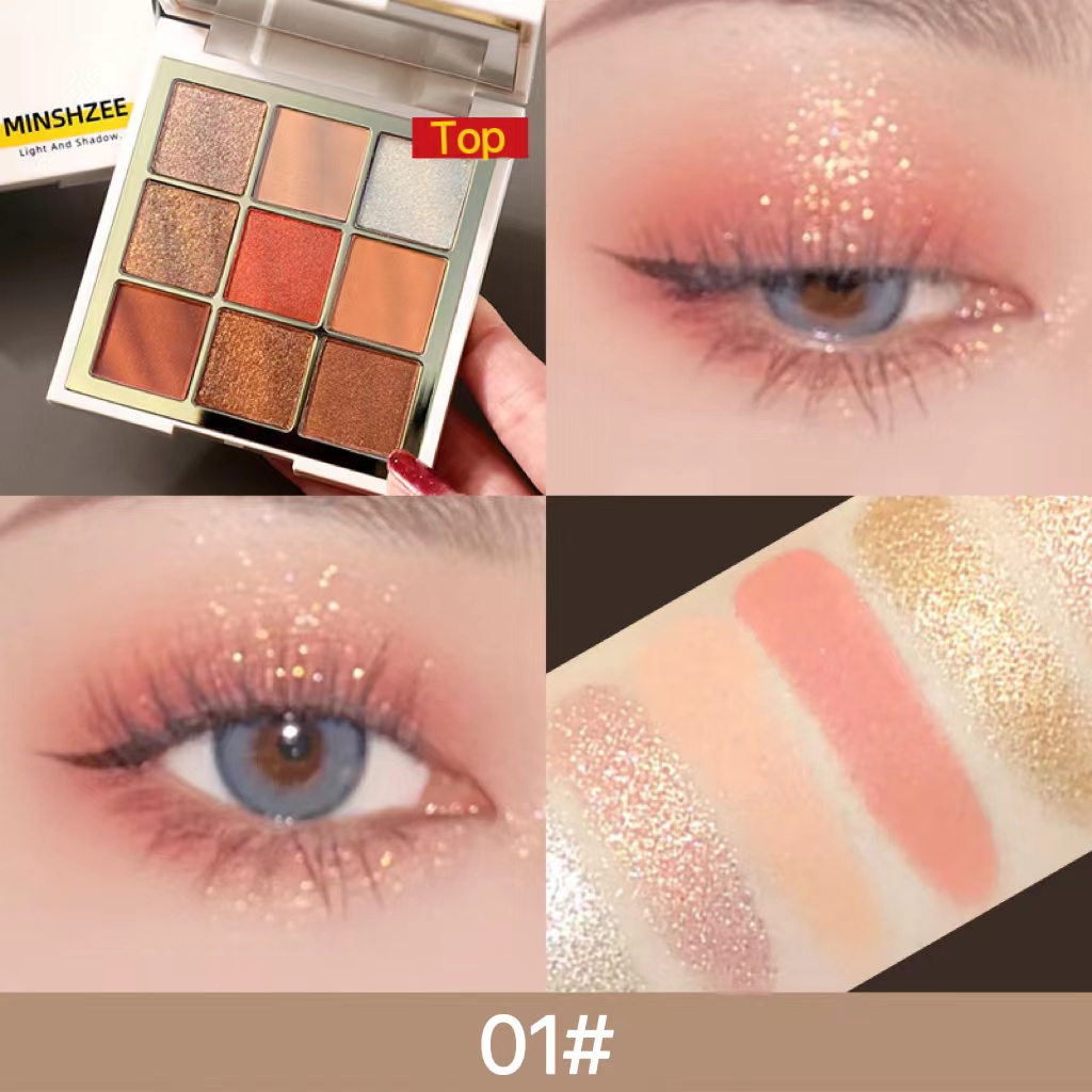 Jual MINSHZEE 9 Warna Eye Shadow Kilatan Pearlescent Tahan Air ...