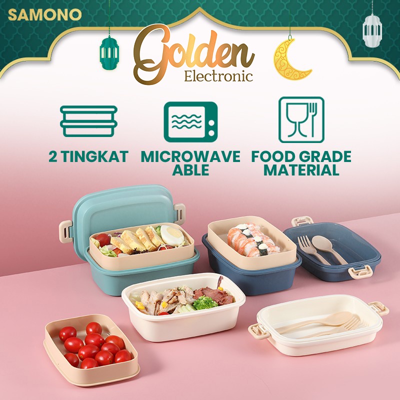 Jual Samono STW-10 Lunch Box 2 Tingkat Kotak Makan Bento Microwaveable ...