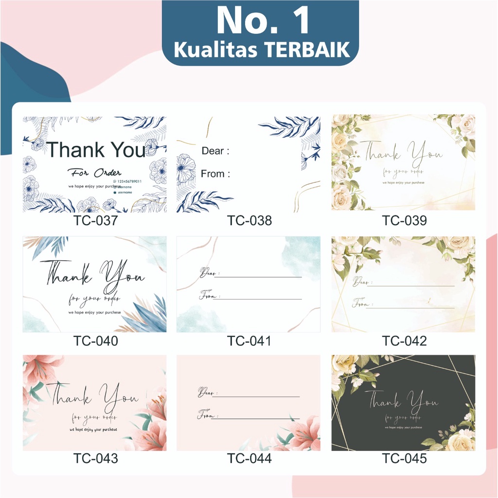 Jual Thank You Card / Kartu Ucapan Terima Kasih Online Shop Custom Free Desain | Shopee Indonesia