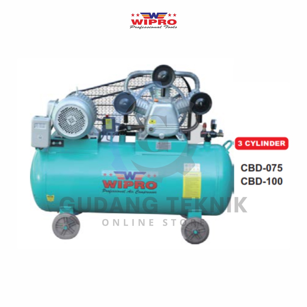Jual Kompresor Angin Elektromotor 10 HP 300L WIPRO CBD-100 / Air ...