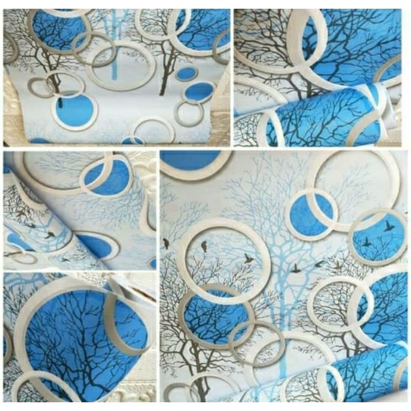 Jual WALLPAPER STIKER DINDING MOTIF POLKADOT POHON BIRU SIZE 10M X 45CM | Shopee Indonesia