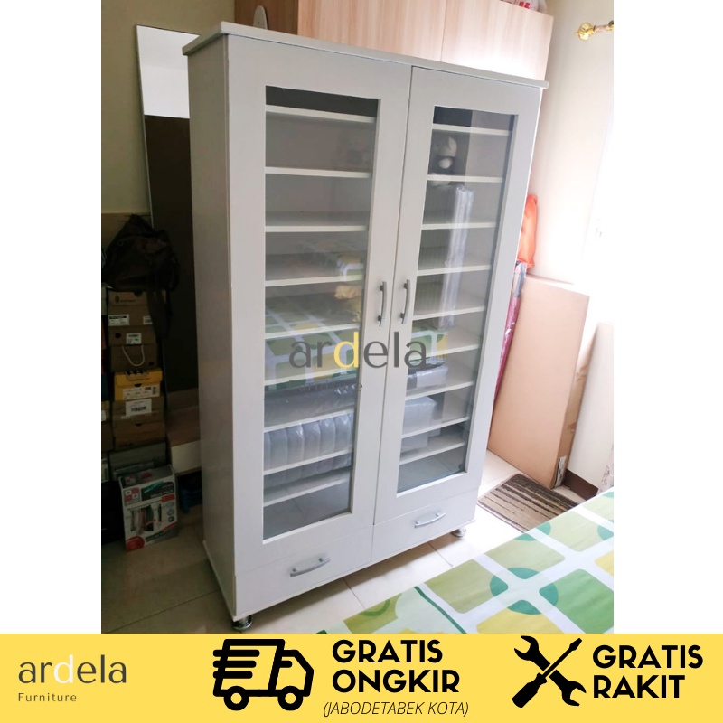 Jual Lemari Sepatu Rak Sepatu Mewah Desain Modern Minimalis 2 Pintu Kaca | Shopee Indonesia
