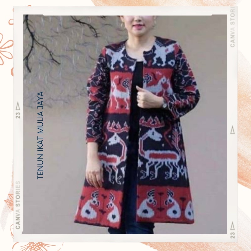 Jual long outer tenun ethnik sumba merah | Shopee Indonesia