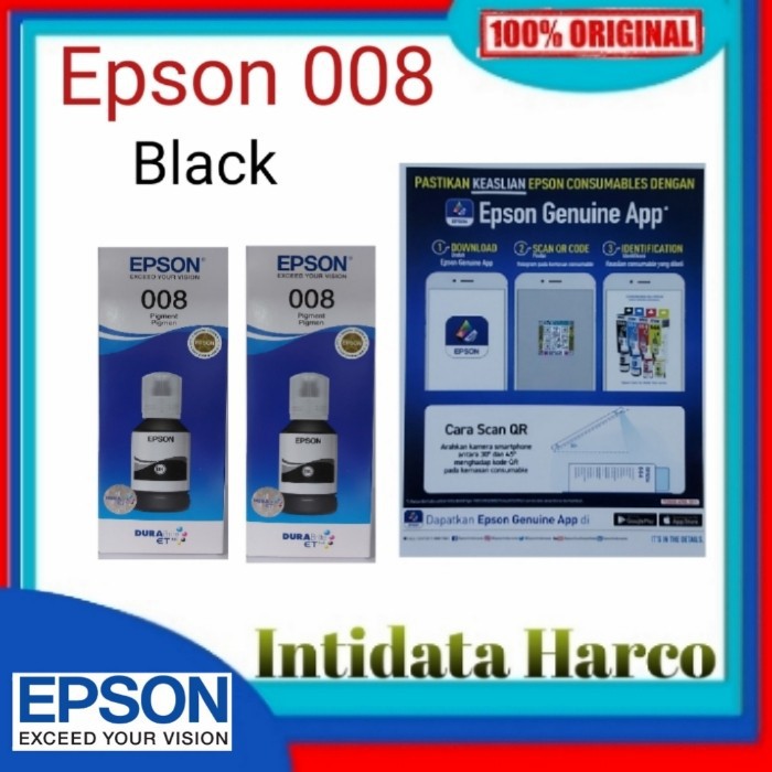 Jual EPSON TINTA T 008 BLACK / T008 BLACK PIGMENT JAMIN ORIGINAL 100% 008 B BK HITAM | Shopee ...