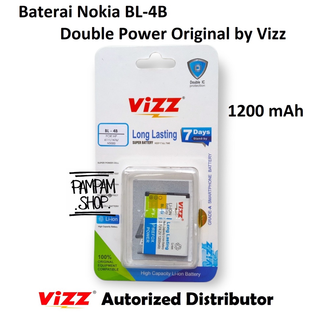 Jual Baterai Vizz Double Power Nokia BL4B BL-4B 2630 2660 2760 2760 ...