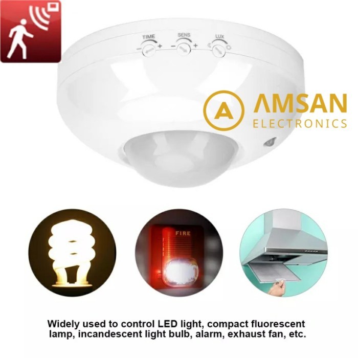 Jual Sensor Gerakn PIR 220V 360 Motion Detector Saklar Lampu Plafon ...