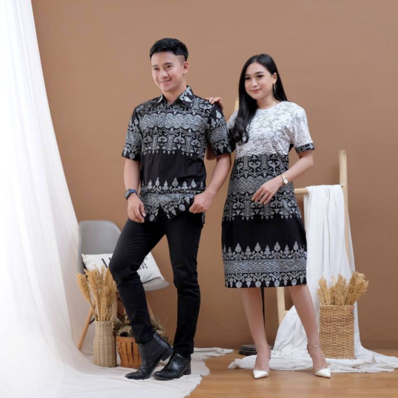 Jual Baju Couple Sarimbit pasangan Dress brokat anjani silver dan ...