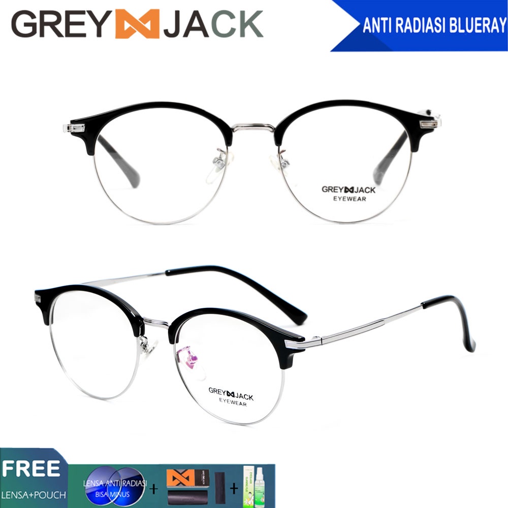 Jual Grey Jack Frame Kacamata Model Oval TR90+Metal Design Simple ...