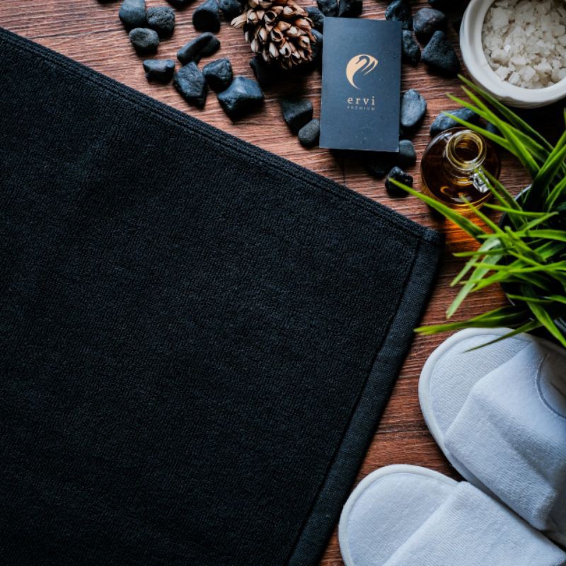 Jual Keset handuk Hitam PREMIUM tebal kualitas hotel / Bath Mat Black ...