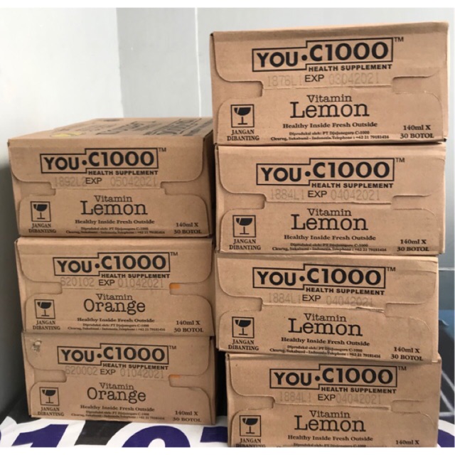 Jual YOU C1000 orange lemon 1 dus Termurah YOU C 1000 1 karton 30pc 30botol | Shopee Indonesia