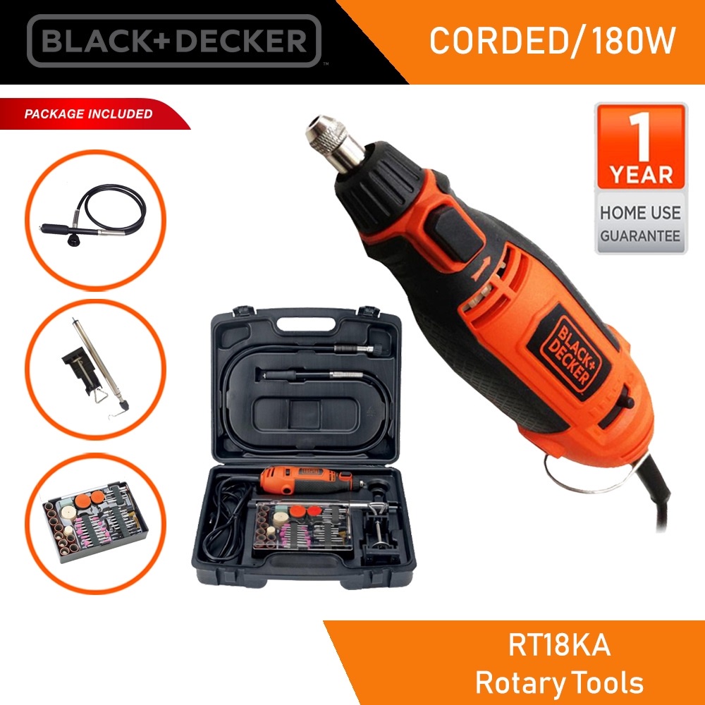 Jual BLACK+DECKER RT18KA Mini Grinder Tuner Rotary Tool Set BlackDecker ...