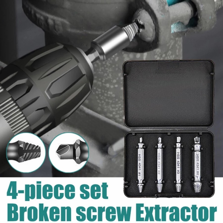 Jual Mata Bor Perbaiki Baut Skrup Rusak 4pcs Set Screw Extractor Broken ...