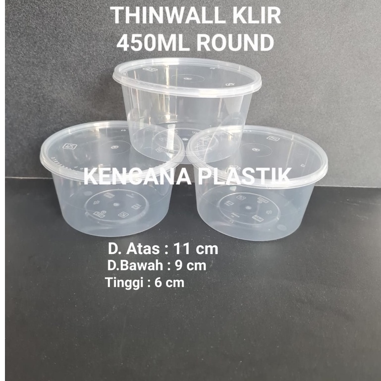 Jual Thinwall Bulat 450ml l Mangkok Plastik 450 ml isi 25 Pcs l Kotak Makan Plastik | Shopee ...