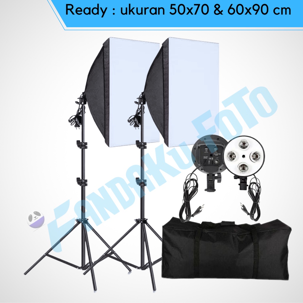 Jual Paket lighting Studio softbox 4 socket tipe continous untuk lampu ...