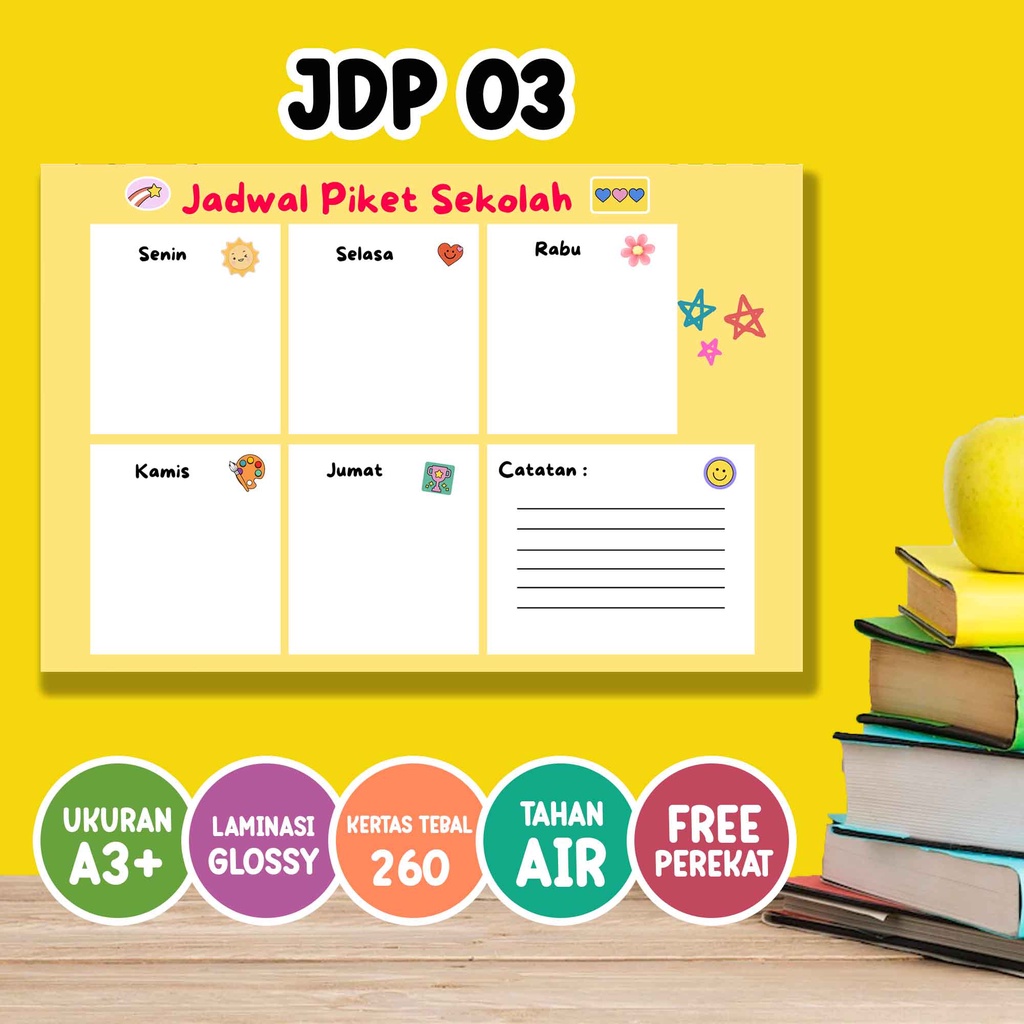 Jual Wipe And Clean Poster Jadwal Piket / Picket Schedule / Untuk Anak ...