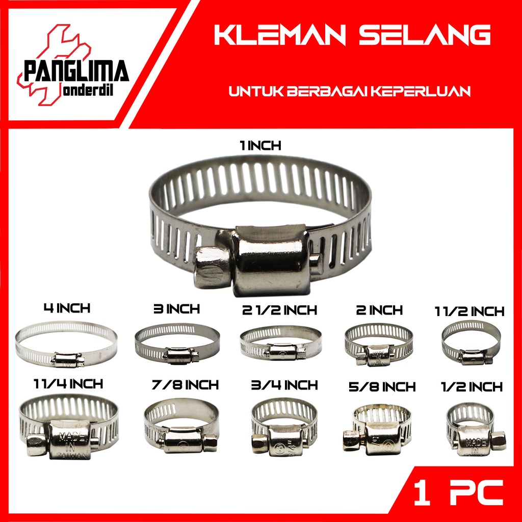 Jual Klem Selang Stainless Steel Ukuran 1/2 3/4 5/8 7/8 1 1/4 2 4 5 ...
