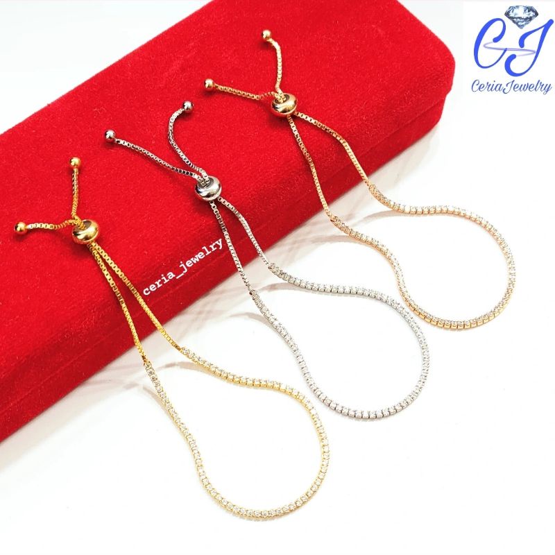 Jual Gelang Serut Perak Asli Silver 925 Lapis Emas Model permata ...