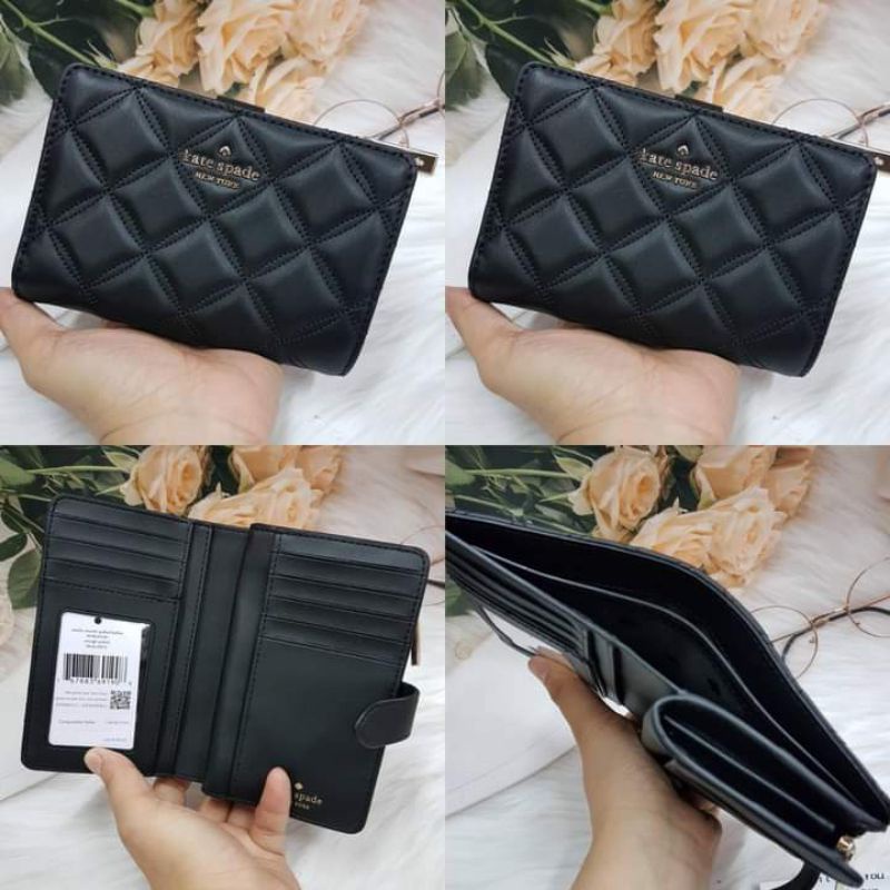 Jual dompet kate spade natalia medium compact bifold wallet black ...