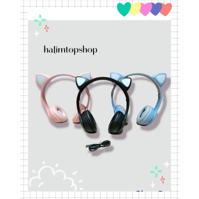 Jual Headphone Karakter Kucing Gaming Bluetooth HFY47 / Headphone ...