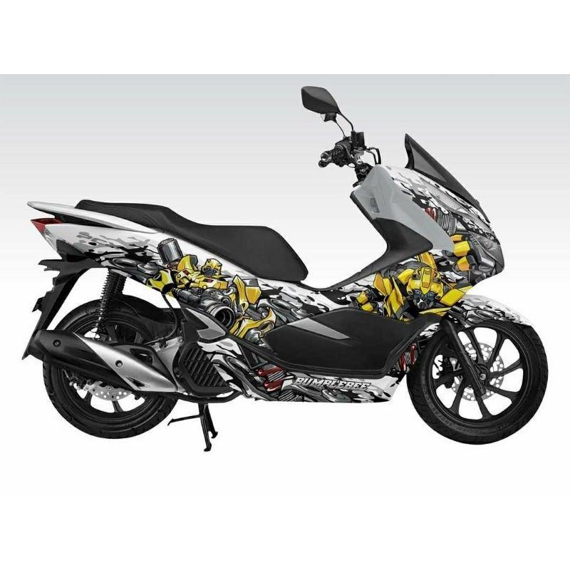 Jual STICKER DECAL HONDA PCX FULL BODY BUMBLEBEE PUTIH VARIASI KERENNN ...