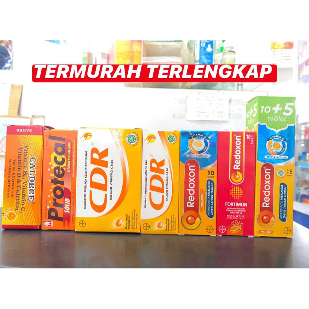 Jual REDOXON CDR CALDECE FORTOS PROTECAL 10 DAN 15 TABLET VITAMIN C ...