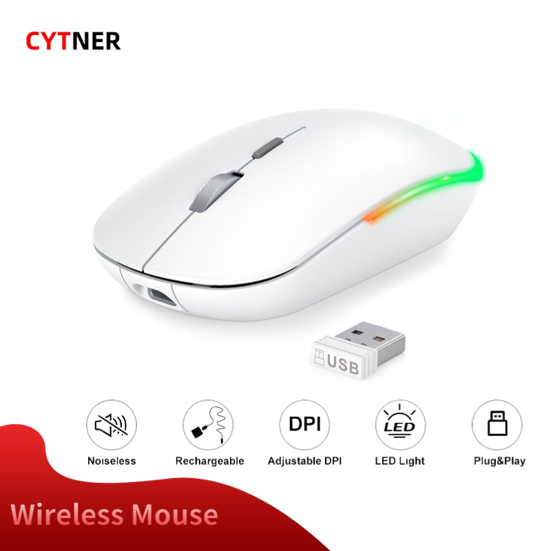 Jual Silent Wireless Mouse Rechargeable 1600 DPI RGB LED Backlit Isi ...