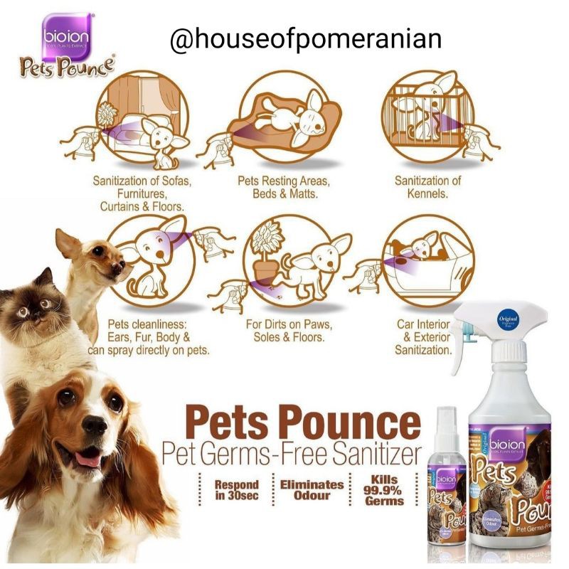 Jual bioion pet pounce spray 500ml disinfectan odor fungal scabies ...