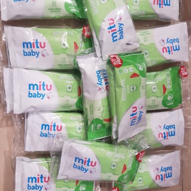 Jual MITU baby antiseptic buy 1 get 1 mitu wipes 10 sheets tissue basah ...