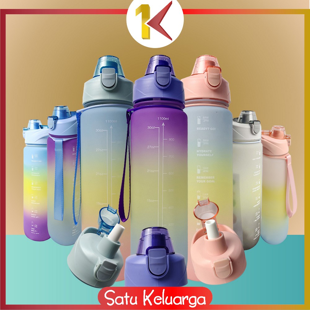 Jual SK-C441 Botol Minum 1100ML Gradasi Warna Pastel Thumbler Penanda Waktu Food Grade Botol ...