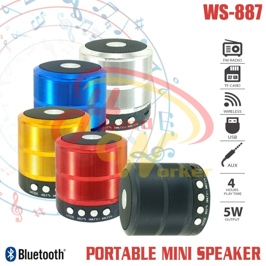 Jual Speaker Bluetooth WS-887 PORTABLE Wireless WS887 STEREO SUPER BASS ...