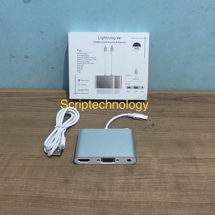 Jual Converter Lightning To HDMI VGA Audio Iphone To HDMI VGA Adapter ...