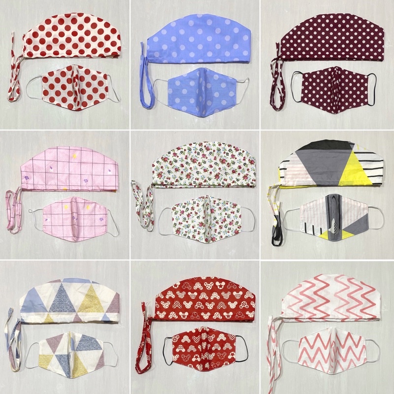 Jual Surgical Scrub Cap Head Katun 2 Lapis + Masker -Topi Operasi Medis ...