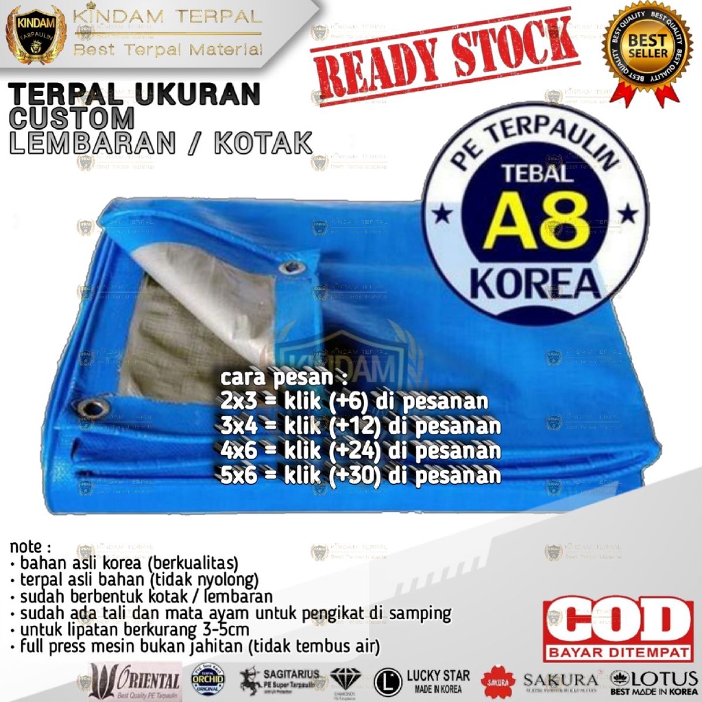 Jual TERPAL LEMBARAN PLASTIK A8 KOREA IMPORT UKURAN PERMETER | TERPAL ...