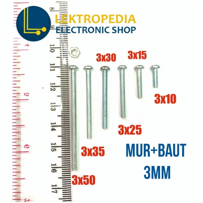 Jual MUR 3mm BAUT 1cm 1.5cm 2.5cm 3cm 3.5cm 5cm Skrup Screw Plus Transistor | Shopee Indonesia