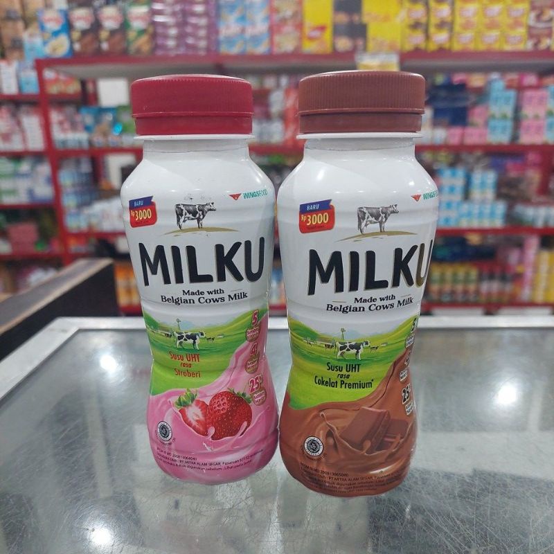 Jual Milku Susu Belgian Cows Milk Botol 200 ml Rasa Cokelat / Stroberi ...