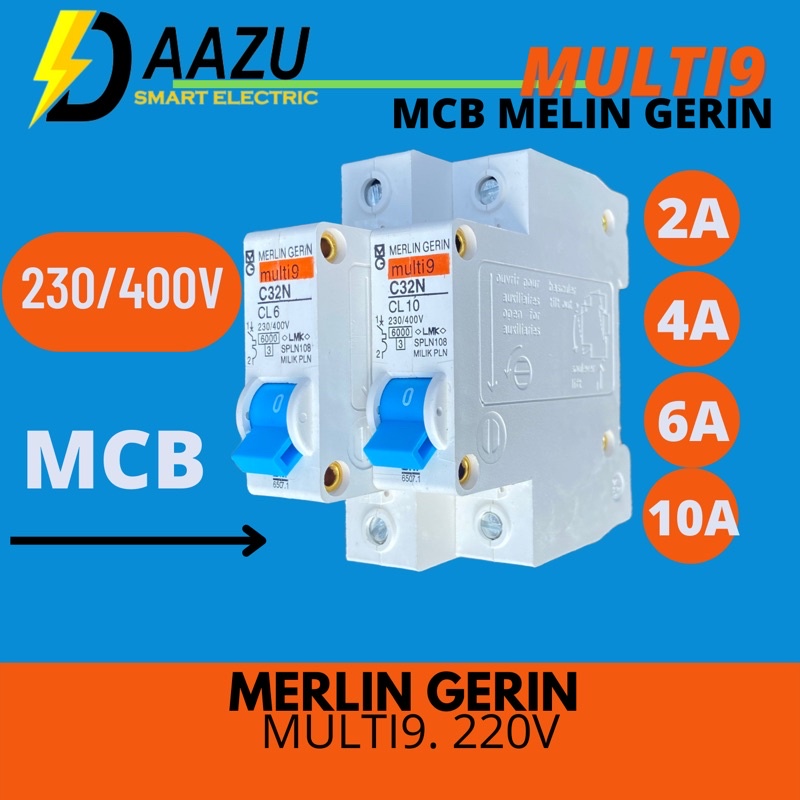 Jual MCB BIRU MULTI 9 MERLIN GERIN 2 4 6 10 AMPERE A PLN SPLN 2A 4A 6A 10A 16A 20A 25A BREKER ...