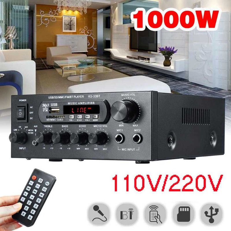 Jual Amplifier Bluetooth EQ Audio Amplifier Home Theater FM 1000W KS ...
