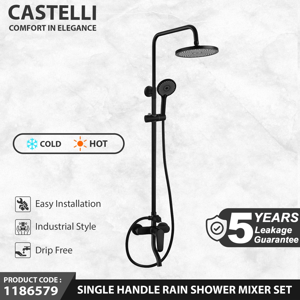 Jual Rain Shower Castelli Single Handle Rain Shower Mixer Set Elegan ...